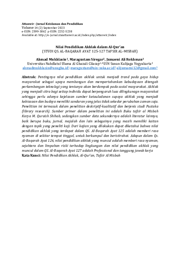 (PDF) Nilai Pendidikan Akhlak dalam Al-Qur’an