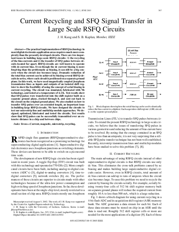 (PDF) Current recycling and SFQ signal transfer in large scale RSFQ circuits