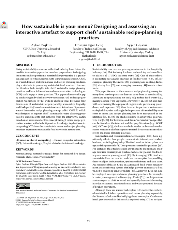 (PDF) How sustainable is your menu? Designing and assessing an ...