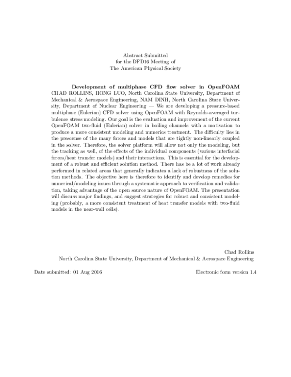 Pdf Development Of Multiphase Cfd Flow Solver In Openfoam