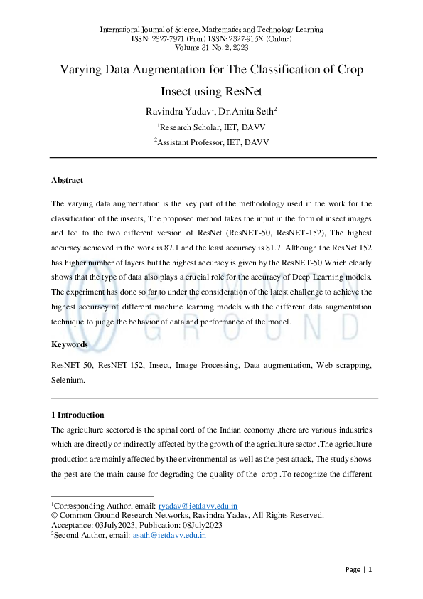 (PDF) Varying Data Augmentation for The Classification of Crop Insect ...