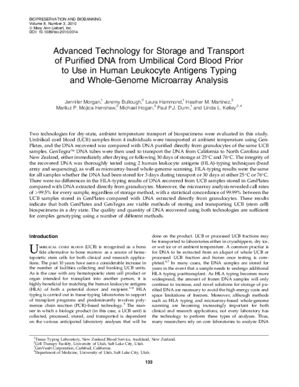 (PDF) Advanced technology for storage and transport of purified DNA ...