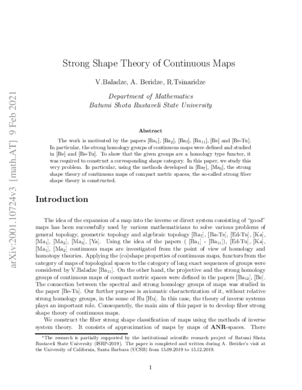 (PDF) Strong Shape Theory of Continuous Maps