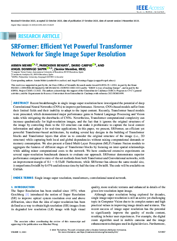 (PDF) SRFormer: Efficient Yet Powerful Transformer Network for Single Image Super Resolution
