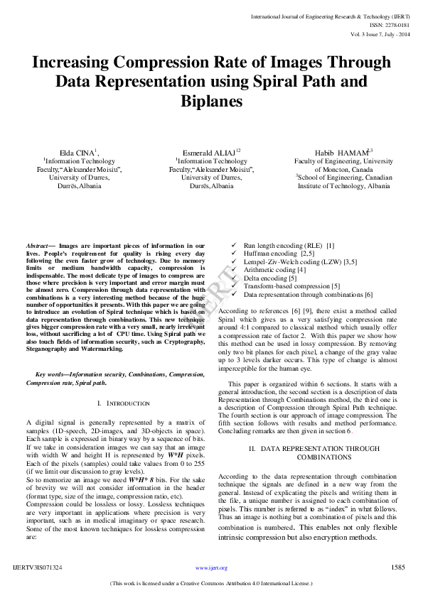 (PDF) Increasing Compression Rate of Images Through Data Representation using Spiral Path and ...