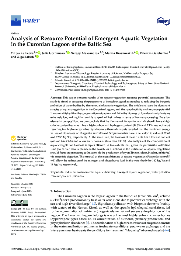 (PDF) Analysis of Resource Potential of Emergent Aquatic Vegetation in ...