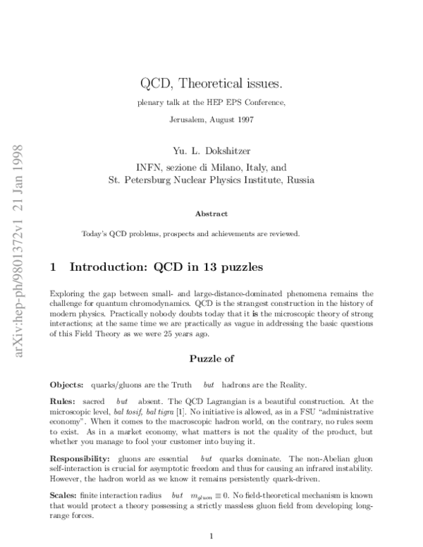 (PDF) QCD, Theoretical issues