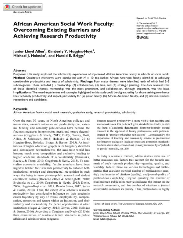 (PDF) African American Social Work Faculty