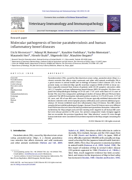 (PDF) Molecular pathogenesis of bovine paratuberculosis and human ...