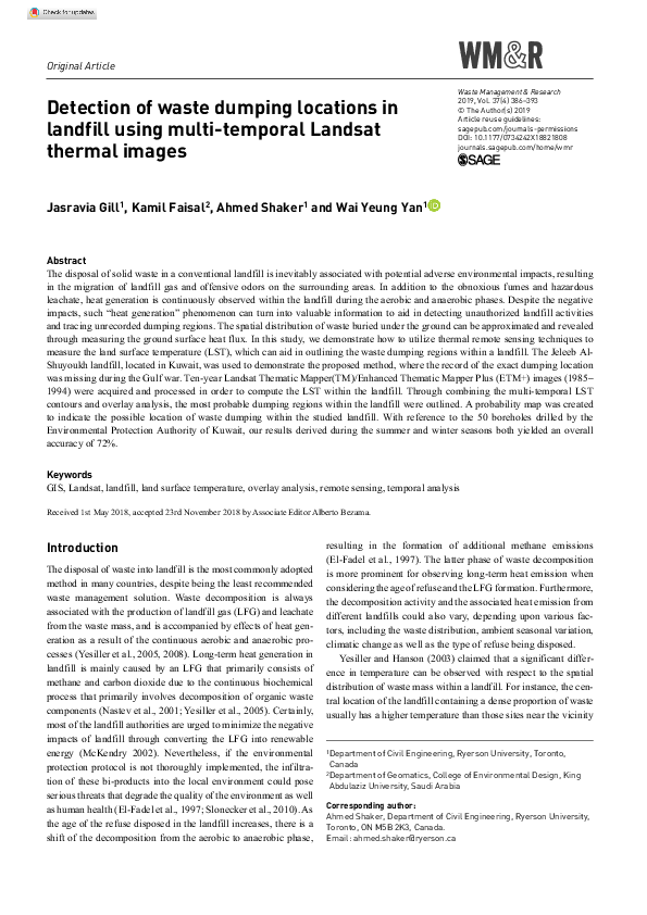 (PDF) Detection of waste dumping locations in landfill using multi ...