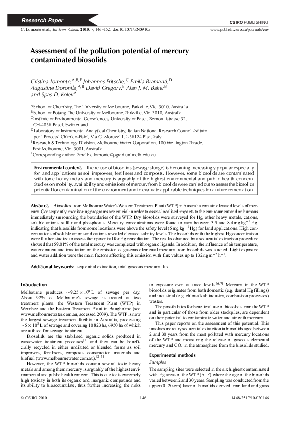(PDF) Assessment of the pollution potential of mercury contaminated ...