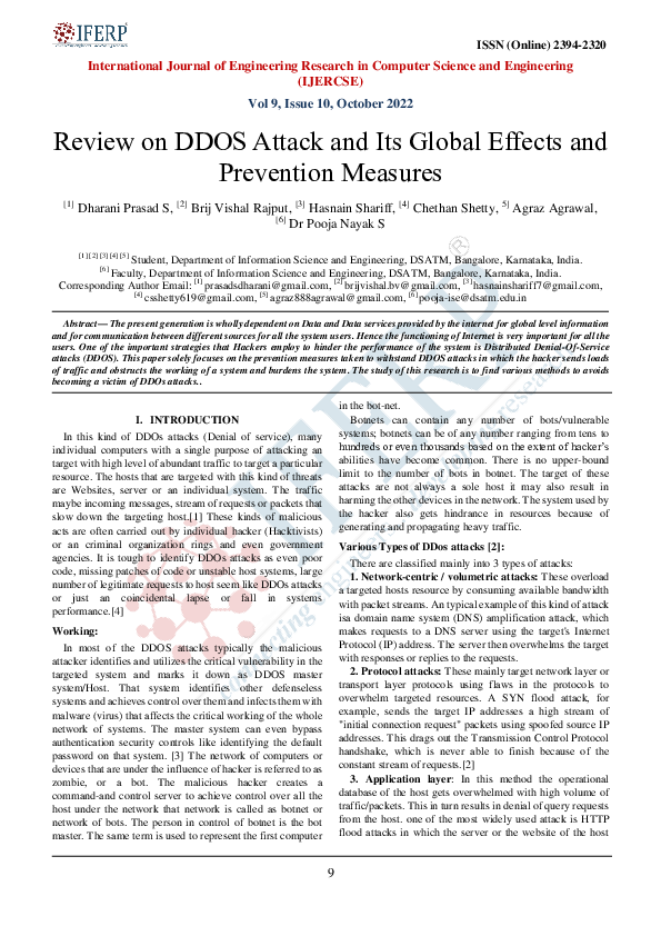 (PDF) Review on DDOS Attack and Its Global Effects and Prevention Measures