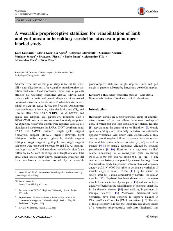 (PDF) A wearable proprioceptive stabilizer for rehabilitation of limb ...