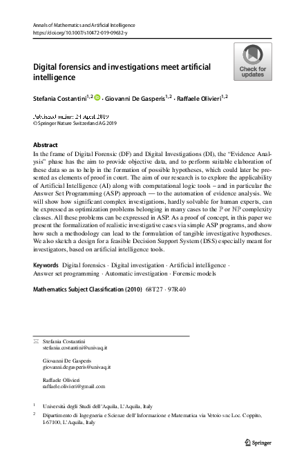 (PDF) Digital forensics and investigations meet artificial intelligence