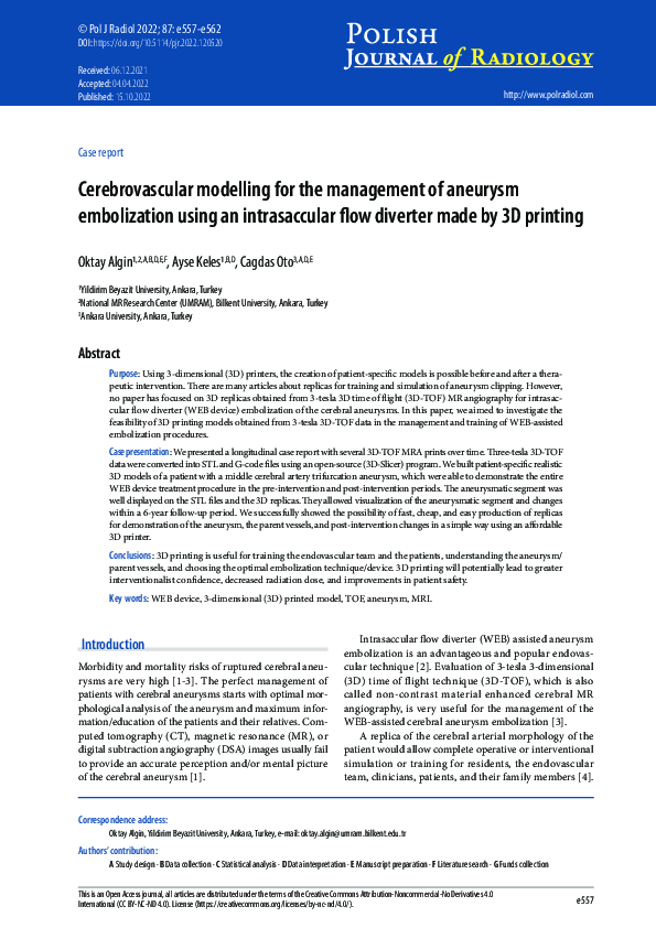 (PDF) Cerebrovascular modelling for the management of aneurysm ...