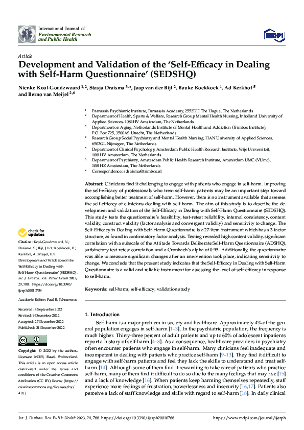 (PDF) Development and Validation of the ‘Self-Efficacy in Dealing with ...