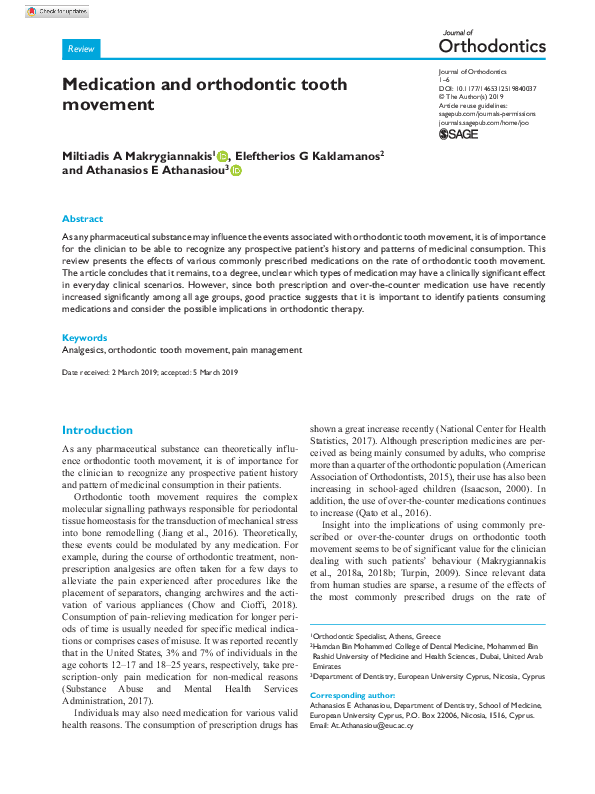 (PDF) Medication and orthodontic tooth movement