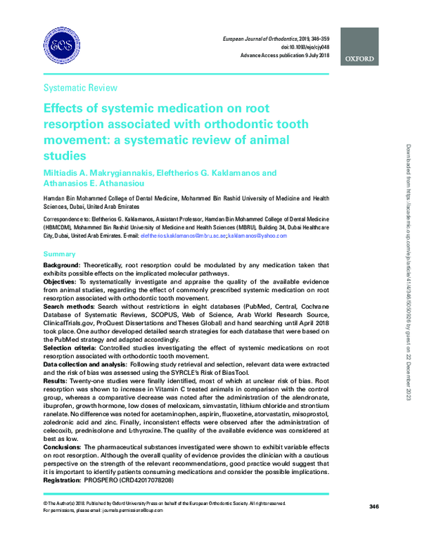 (PDF) Effects of systemic medication on root resorption associated with orthodontic tooth ...