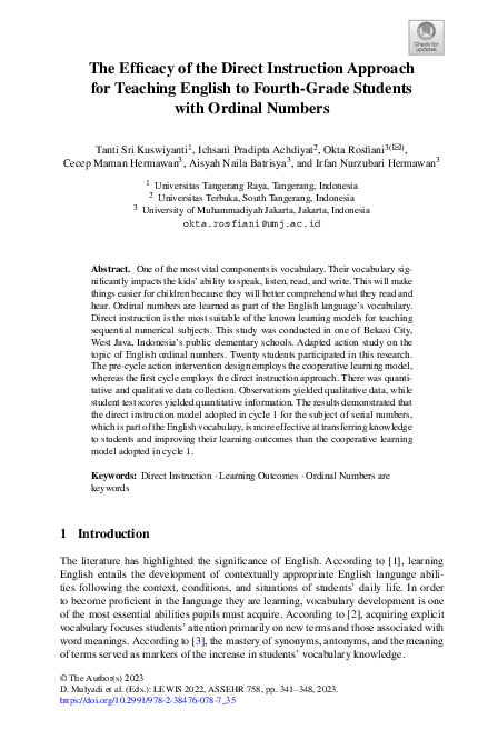 (PDF) The Efficacy of the Direct Instruction Approach for Teaching ...