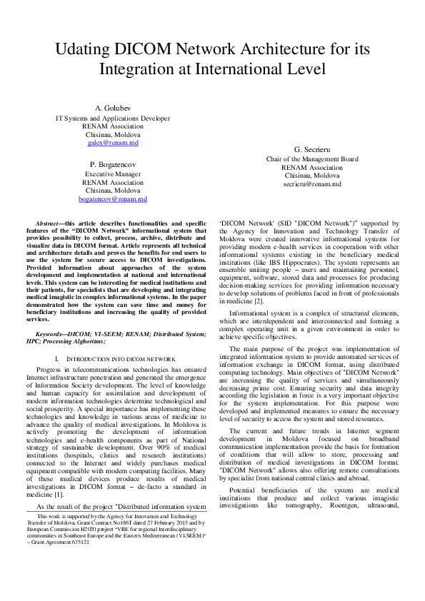 (PDF) Updating DICOM network architecture for its integration at international level