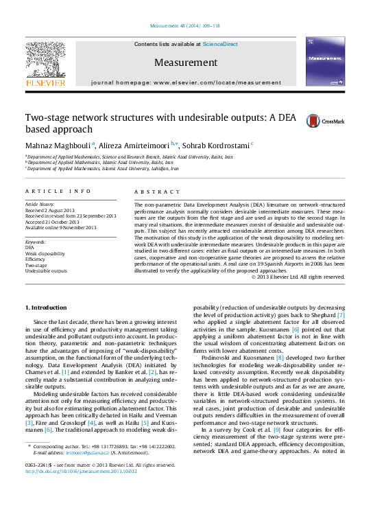 (PDF) Two-stage network structures with undesirable outputs: A DEA ...