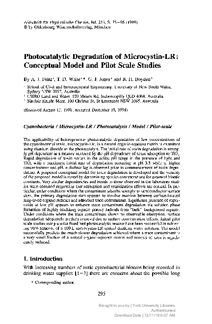 (PDF) Photocatalytic Degradation of Microcystin-LR Using BiVO4