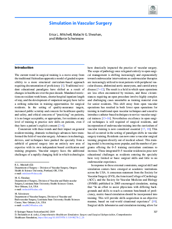 (PDF) Simulation in Vascular Surgery