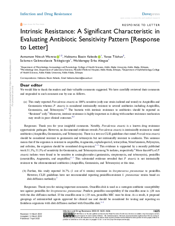 (PDF) Intrinsic Resistance: A Significant Characteristic in Evaluating ...