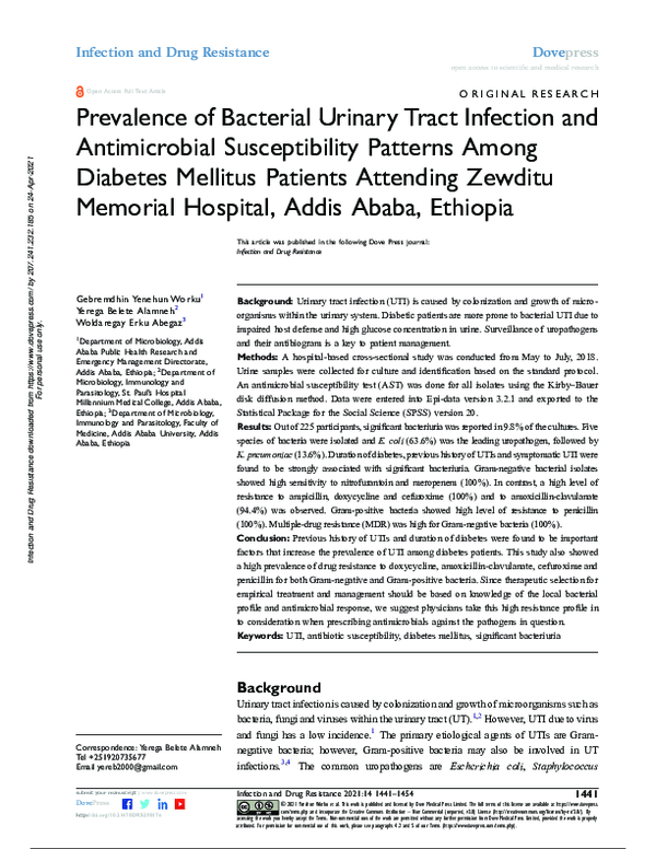 (PDF) Prevalence of Bacterial Urinary Tract Infection and Antimicrobial ...