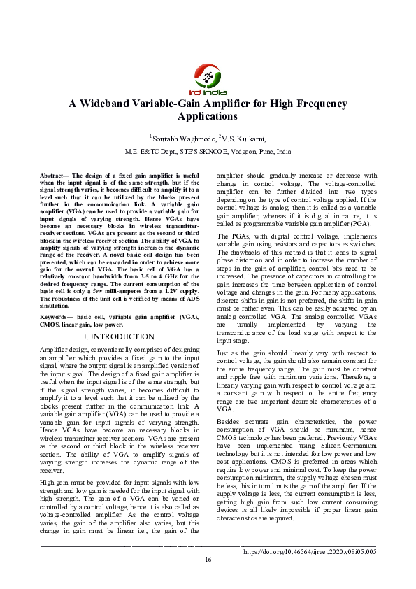 (PDF) A Wideband Variable-Gain Amplifier in 130 nm CMOS Technology