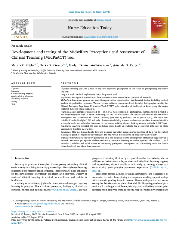 (PDF) Development and testing of the Midwifery Perceptions and ...
