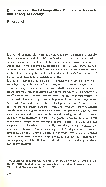 (PDF) Dimensions of social inequality - Conceptual analysis and theory ...