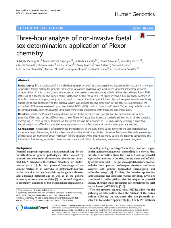 (PDF) Three-hour analysis of non-invasive foetal sex determination ...