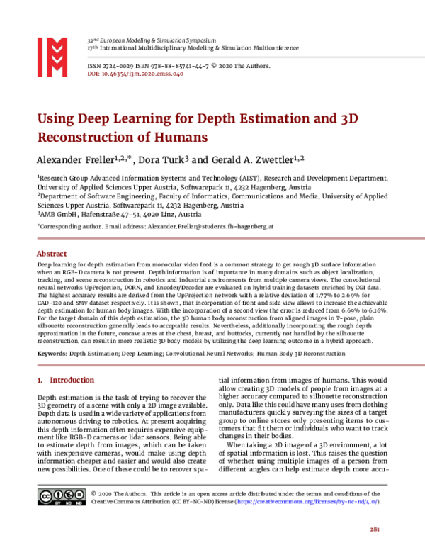 (PDF) Using deep learning for depth dstimation and 3D reconstruction of ...