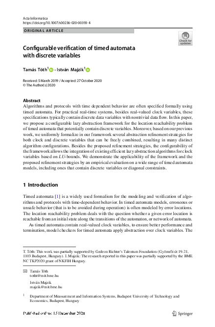 Pdf Configurable Verification Of Timed Automata
