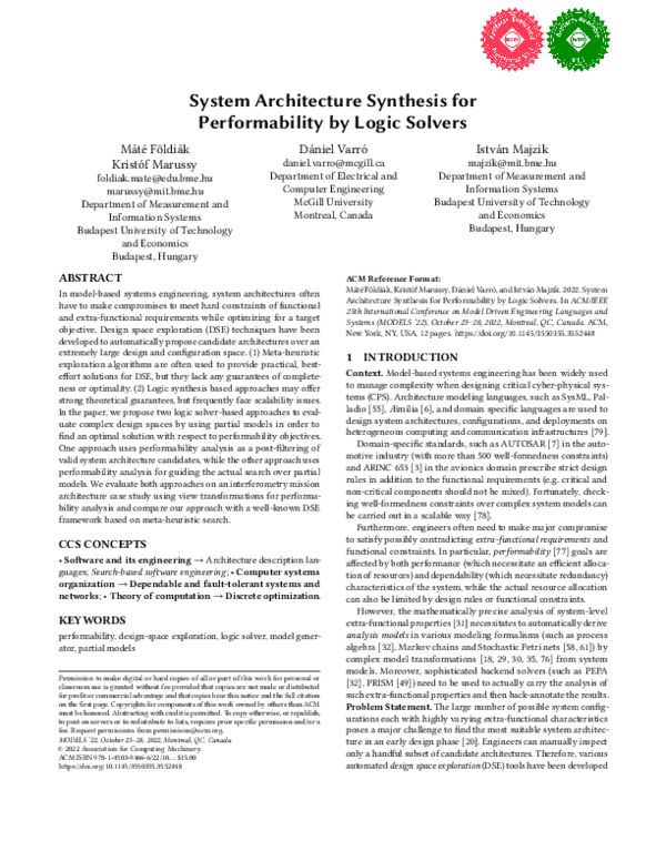 (PDF) System architecture synthesis for performability by logic solvers ...
