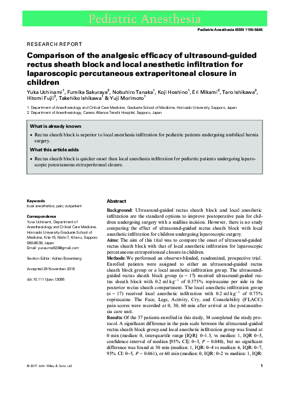 Pdf Comparison Of The Analgesic Efficacy Of Ultrasound Guided