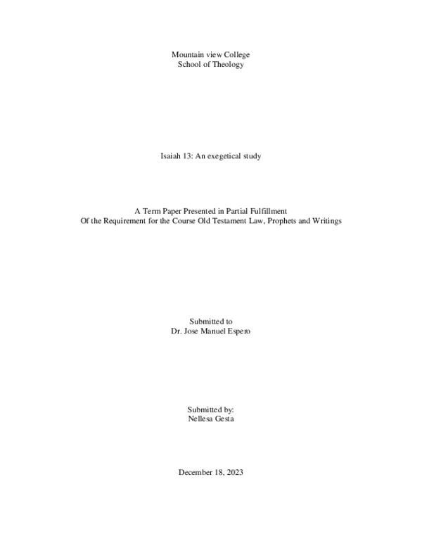 (PDF) Exegetical Study of Isaiah 13