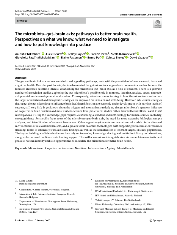 (PDF) The microbiota–gut–brain axis: pathways to better brain health ...
