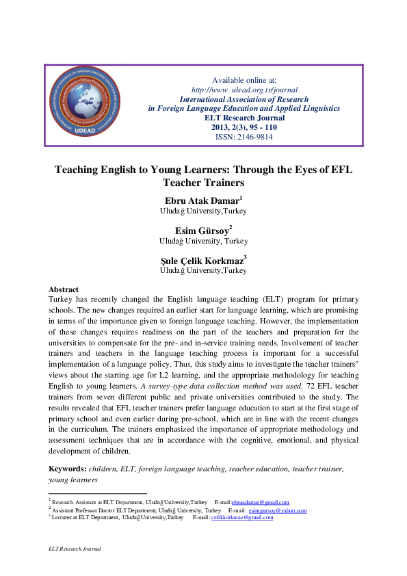 (PDF) Teaching English to Young Learners: Through the Eyes of EFL ...