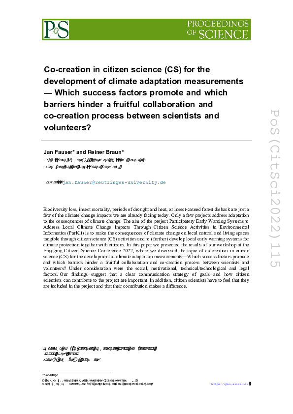 (PDF) Co-creation in citizen science (CS) for the development of ...
