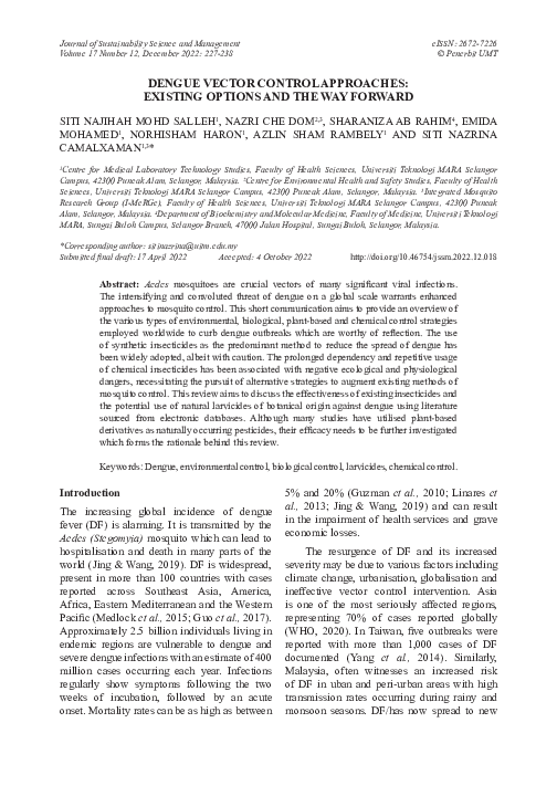 (PDF) Dengue Vector Control Approaches: Existing Options and the Way ...