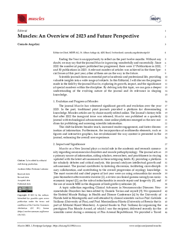 (PDF) Muscles: An Overview of 2023 and Future Perspective 2