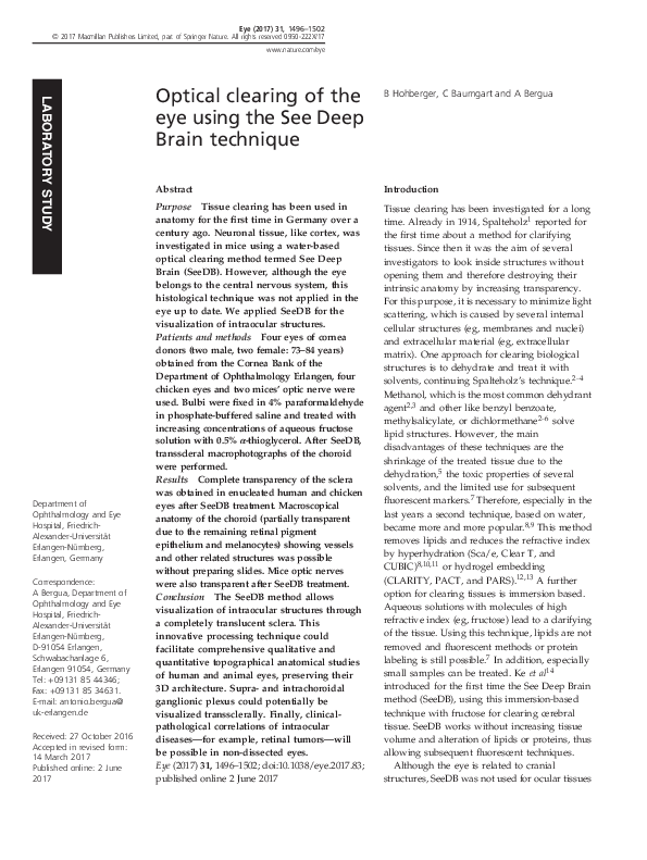 (PDF) Optical clearing of the eye using the See Deep Brain technique