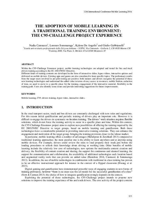 (PDF) The Adoption of Mobile Learning in a Traditional Training Environment: The C95-Challenge ...