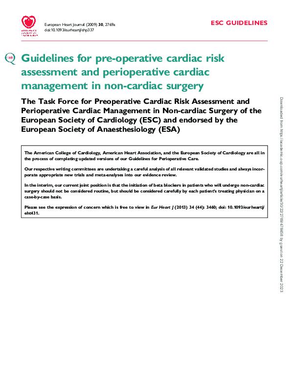 (PDF) Guidelines for pre-operative cardiac risk assessment and ...