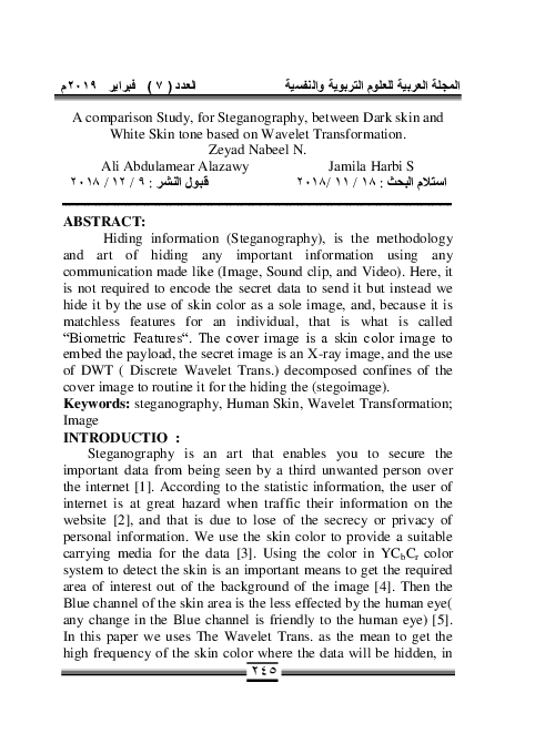 (PDF) A comparison Study, for Steganography, between Dark skin and White Skin tone based on ...