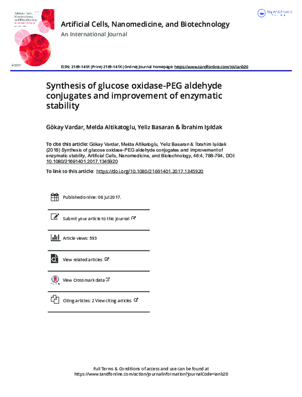 (PDF) Synthesis of glucose oxidase-PEG aldehyde conjugates and ...