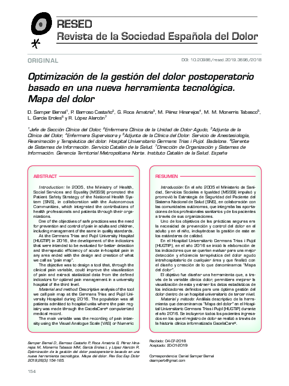 (PDF) Optimización de la gestión del dolor postoperatorio basado en una nueva herramienta ...