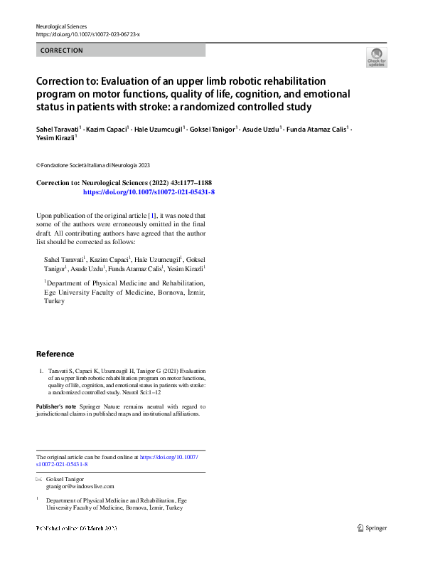 (PDF) Correction to: Evaluation of an upper limb robotic rehabilitation program on motor ...